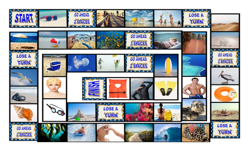 Beach Things and Activities Legal Size Photo Board Game | Teaching ...