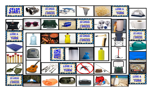 Camping Things and Activities Legal Size Photo Board Game | Teaching ...