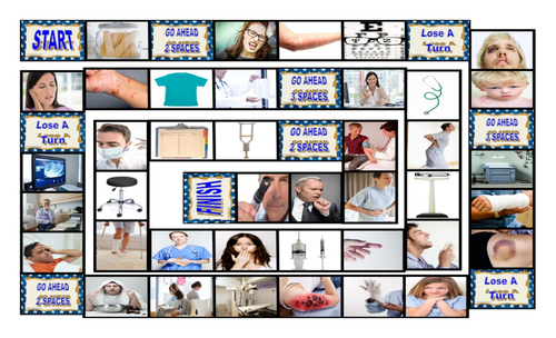 Doctors, Illnesses, and Injuries Legal Size Photo Board Game | Teaching ...