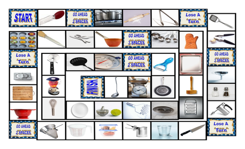 Kitchen Cookware and Utensils Legal Size Photo Board Game | Teaching ...