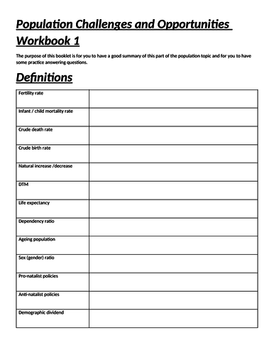 Changing Population - IB Diploma Geography: Part two: Unit 1. A Level ...