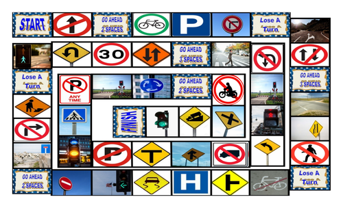 Road Signs and Directions Legal Size Photo Board Game | Teaching Resources