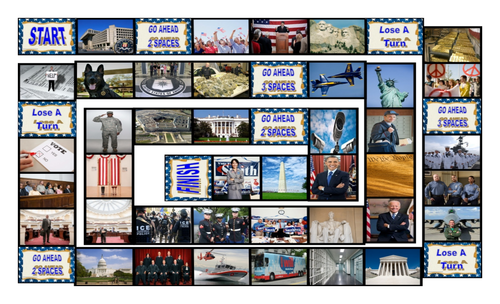 U. S. Government and Citizenship Legal Size Photo Board Game | Teaching ...