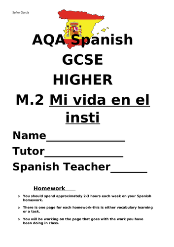 GCSE Spanish booklets 1-3 (H revision) | Teaching Resources