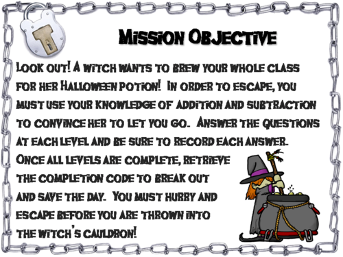 Single Digit Addition and Subtraction Game: Halloween Escape Room Math ...