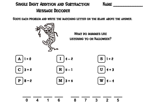 Single Digit Addition and Subtraction Game: Halloween Math Activity ...