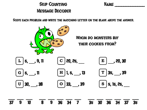 Skip Counting by 2, 3, 4, 5, 10 Game: Halloween Math Activity ...