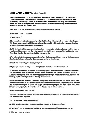 AQA English Language Paper 1: The Great Gatsby | Teaching Resources