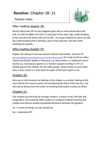 Revolver by Marcus Sedgwick: chapter18-21, with teacher notes and ...