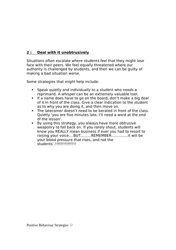 Back to School - Positive Behaviour Strategies Handouts | Teaching ...