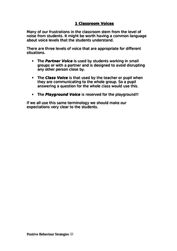 Classroom behaviour Help - Positive Behaviour Strategies Handouts ...