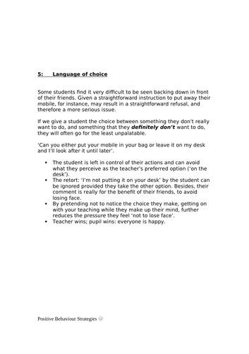 Classroom behaviour Help - Positive Behaviour Strategies Handouts ...