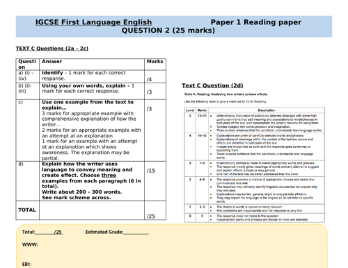 Cambridge IGCSE 0500 English Language Paper 1 - Marking Templates ... Cambridge IGCSE 0500 English Language Paper 1 - Marking Templates ...