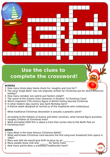 Christmas Crossword Puzzles (x3) [Christmas, Xmas, Crossword ...