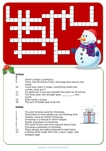 Christmas Crossword Puzzles (x3) [Christmas, Xmas, Crossword ...