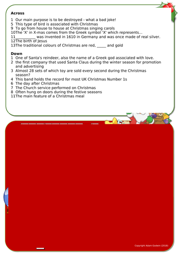 Christmas Crossword Puzzles (x3) [Christmas, Xmas, Crossword ...