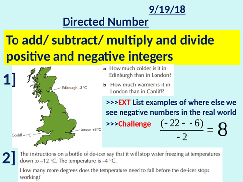 Directed Number - intro and treasure hunt | Teaching Resources