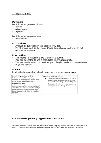Making Salts Required Practical | Teaching Resources