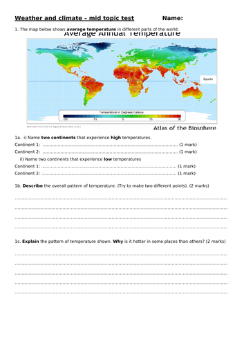 Weather and climate test | Teaching Resources
