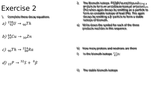 A Level Physics Radioactivity 3 : Radioactive Decays | Teaching Resources