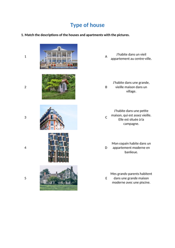 Key Stage 3 French - Types of houses - GCSE-style activities (2018 ...