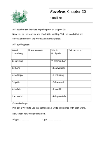 Revolver, by Marcus Sedgwick: chapter 27-30, guided reading and writing ...