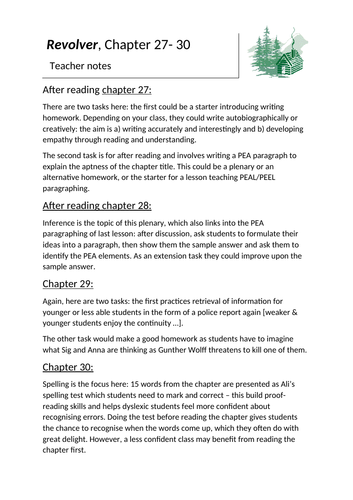 Revolver, by Marcus Sedgwick: chapter 27-30, guided reading and writing ...