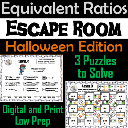 Equivalent Ratios Game: Escape Room Halloween Math Activity | Teaching ...
