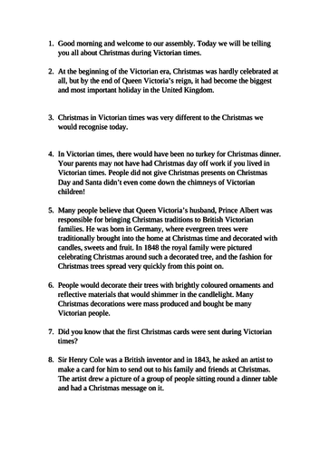 A Victorian Christmas Assembly for Upper Primary | Teaching Resources