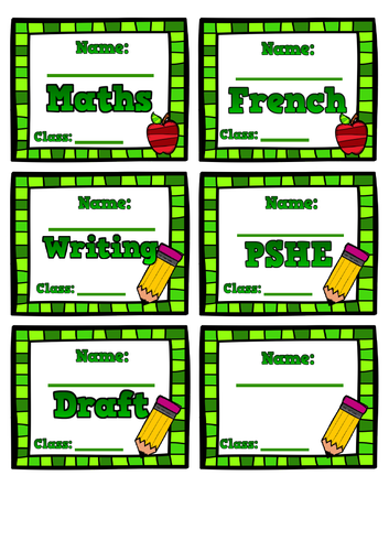 Exercise book labels - all subjects | Teaching Resources