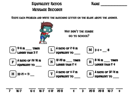 Equivalent Ratios Game: Halloween Math Activity | Teaching Resources
