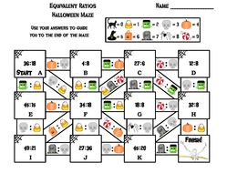 Equivalent Ratios Game: Halloween Math Maze | Teaching Resources