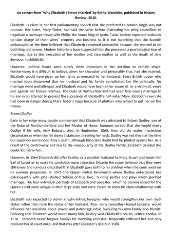 The Marriage Question: Elizabeth I | Teaching Resources