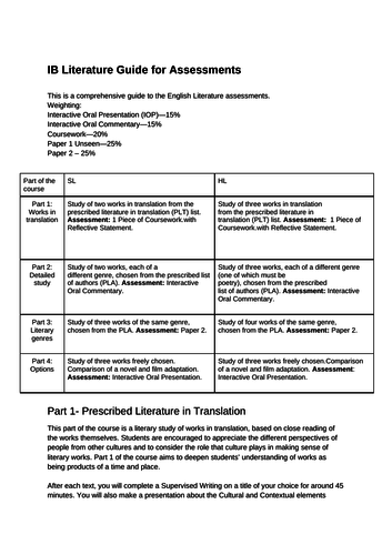 IB English A: Literature Guide | Teaching Resources