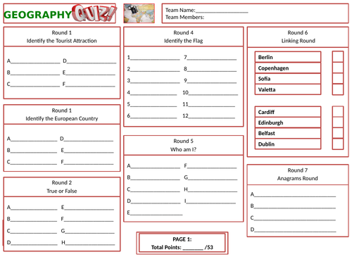 End of Year Geography Quiz | Teaching Resources