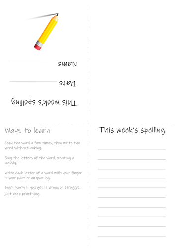 This week's spelling booklet with parent/child guide | Teaching Resources