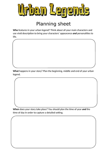 Urban Legends Creative Writing Unit KS3/4 | Teaching Resources
