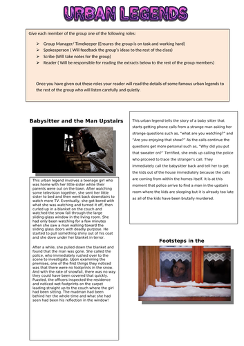 Urban Legends Creative Writing Unit KS3/4 | Teaching Resources