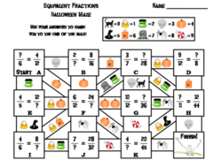 Equivalent Fractions Game: Halloween Math Maze | Teaching Resources