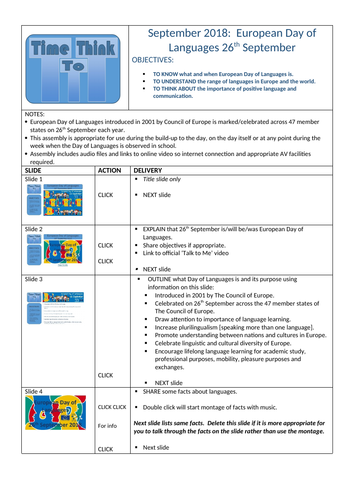European Day of Languages Assembly. Sept 2018. TTT | Teaching Resources