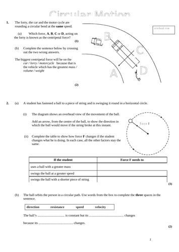 Circular motion - Physics GCSE | Teaching Resources