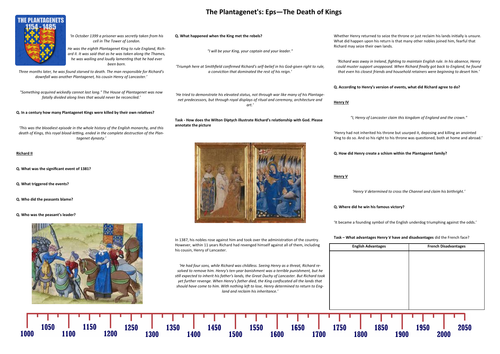 The Plantagenet's Ep3 The Death of Kings - Worksheet to support the BBC ...