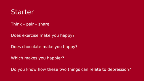 Biological explanation of depression AQA | Teaching Resources
