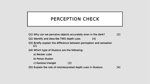 Perception AQA GCSE Psychology NEW SPEC | Teaching Resources