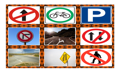 Road Signs and Directions Legal Size Photo Card Game | Teaching Resources