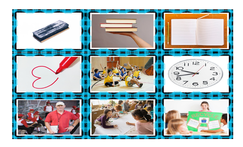 School Items, Places, and Subjects Legal Size Photo Card Game ...