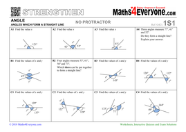 Angles on a Straight Line (Worksheets with Answers) | Teaching Resources