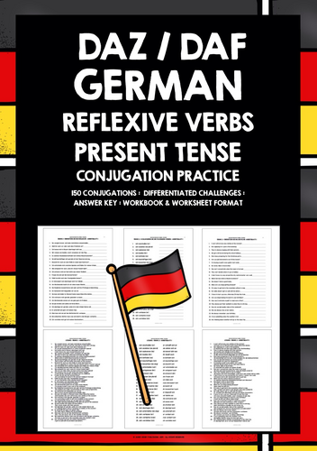 GERMAN REFLEXIVE VERBS PRESENT TENSE WORKSHEETS | Teaching Resources