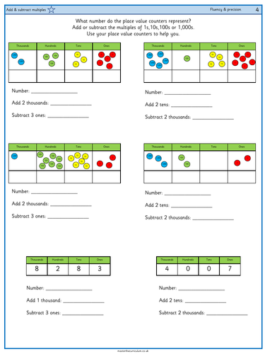 Year 4- Week 1 - Addition and Subtraction Differentiated Worksheets ...