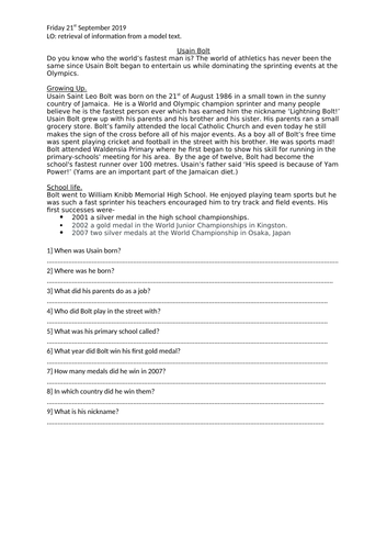 Year 3 Biography text and short comprehension exercise. | Teaching ...